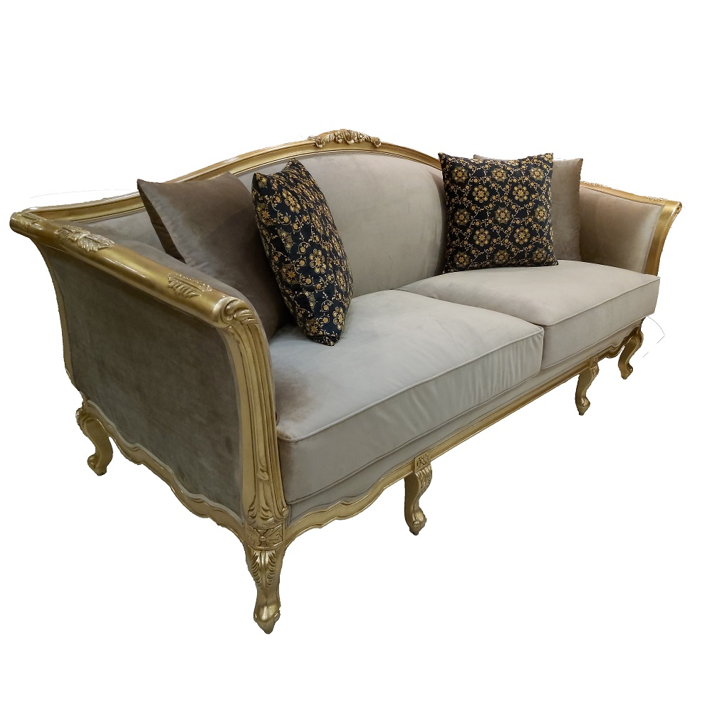 Half-Back Carved Gold Frame Sofa